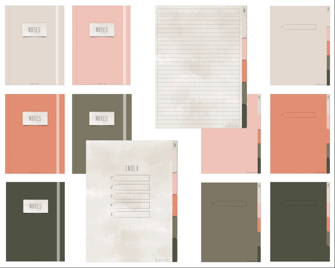 Digital Notebook - 5 Subject - Peaches Theme - Etsy