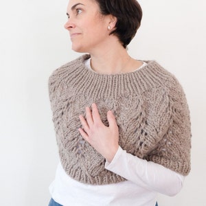 KNITTING PATTERN, Easy Knit Lace Poncho Cape Capelet, Chunky Knit, Cozy ...