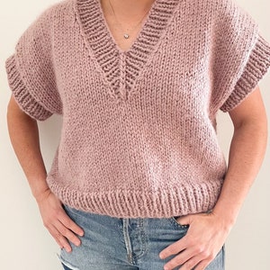 Knit Oversized Chunky Slipover Vest Easy Knitting Pattern Beginner Vest ...