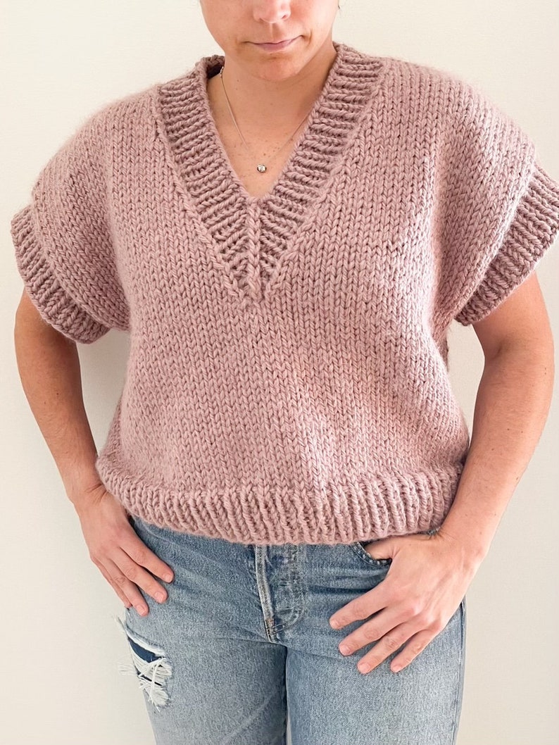Knit Oversized Chunky Slipover Vest Easy Knitting Pattern Beginner Vest ...