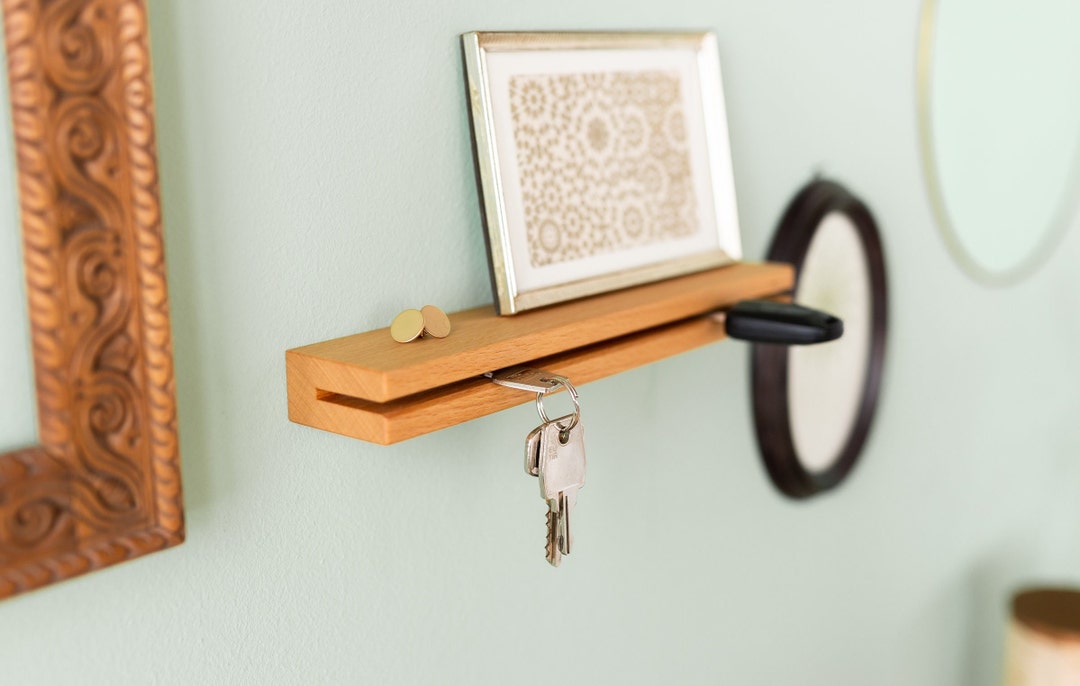 Key Board Wood Solid Beech Key Box, Key Board With Shelf, Gifts for Men ...