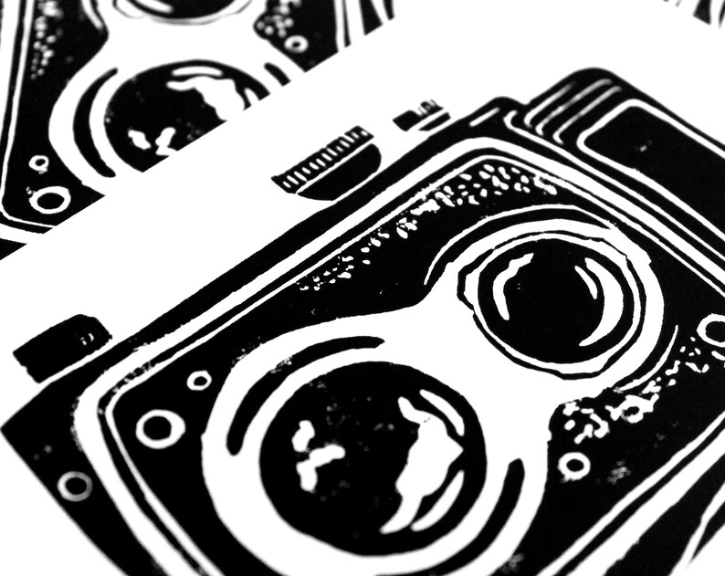 Vintage Camera 5x7 Linocut Print Unframed - Etsy Canada