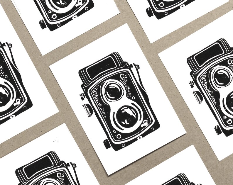 Vintage Camera 5x7 Linocut Print Unframed - Etsy Canada