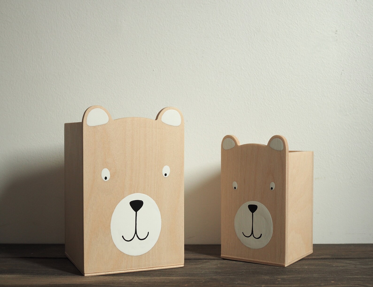 The box LARGE or SMALL natural wood bear pencil box | Etsy