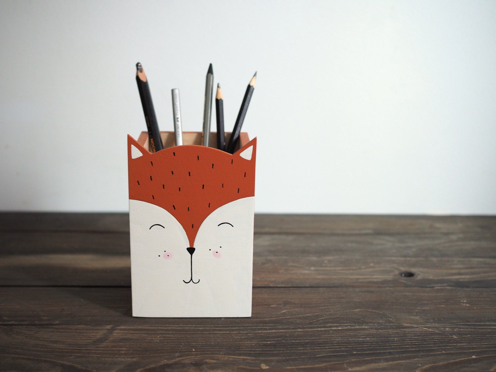 LARGE or SMALL Wooden Pencil Box FOX Crayon Box Pencil - Etsy