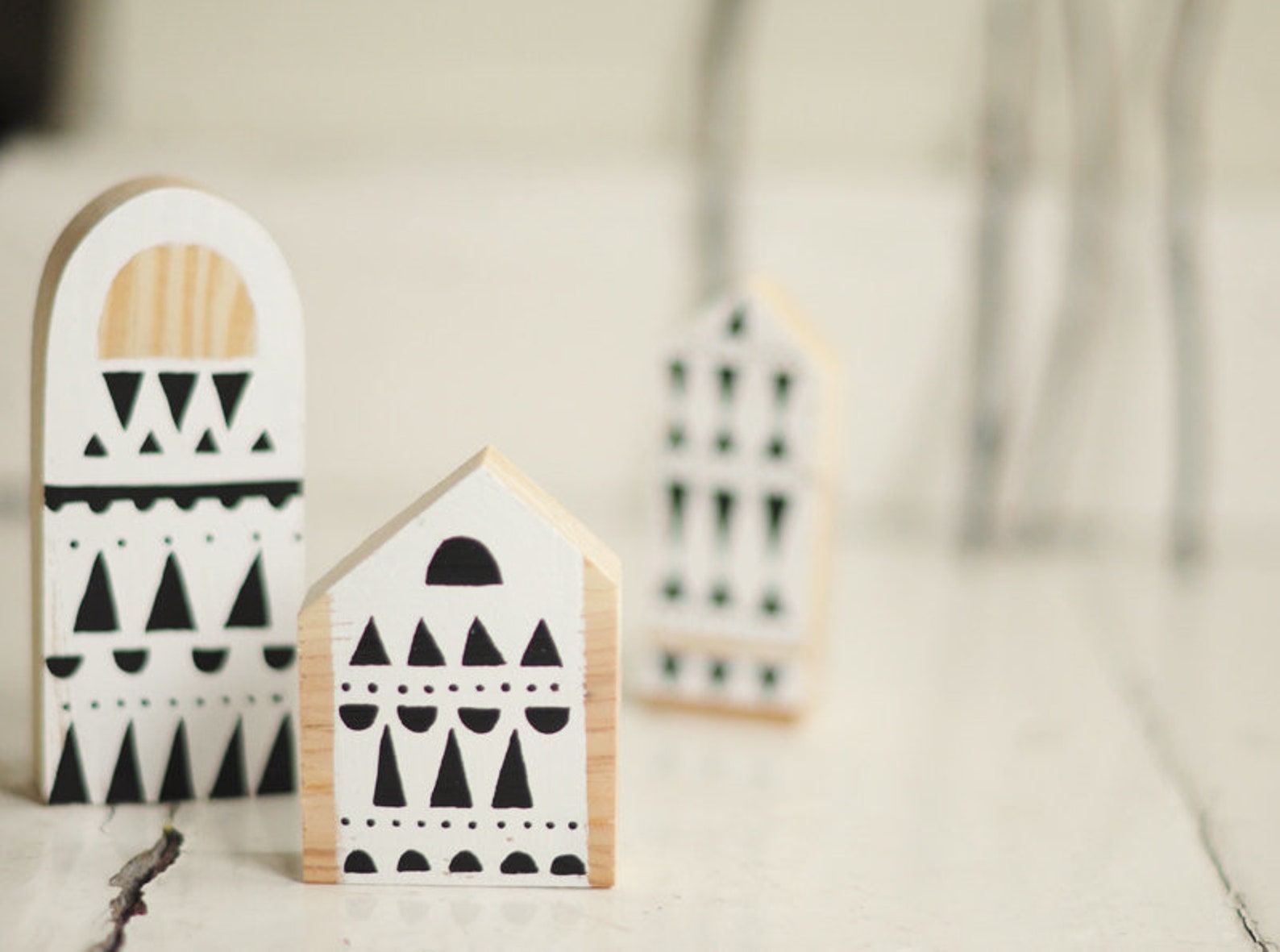 SET of 3 Hand Painted Wooden Village Miniature Village - Etsy