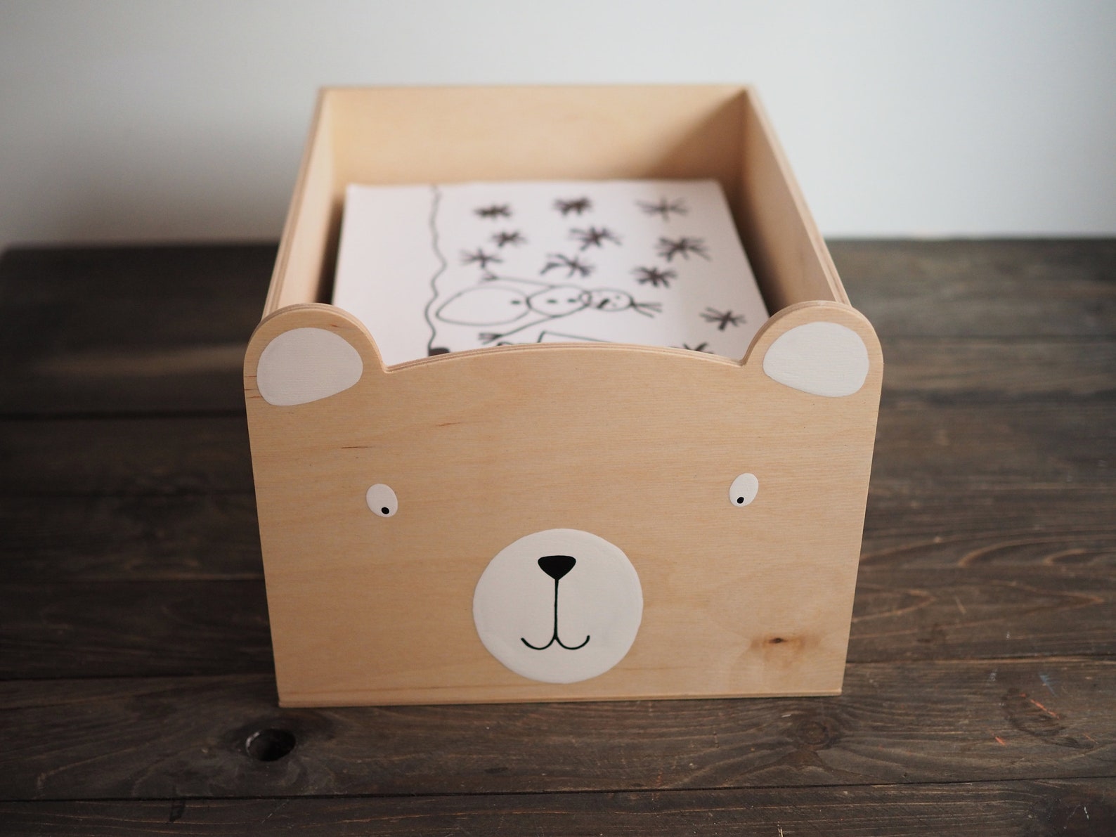 LARGE Wooden Box - Fits A4 Size Copy Paper, Box for Toys, Box for Books ...