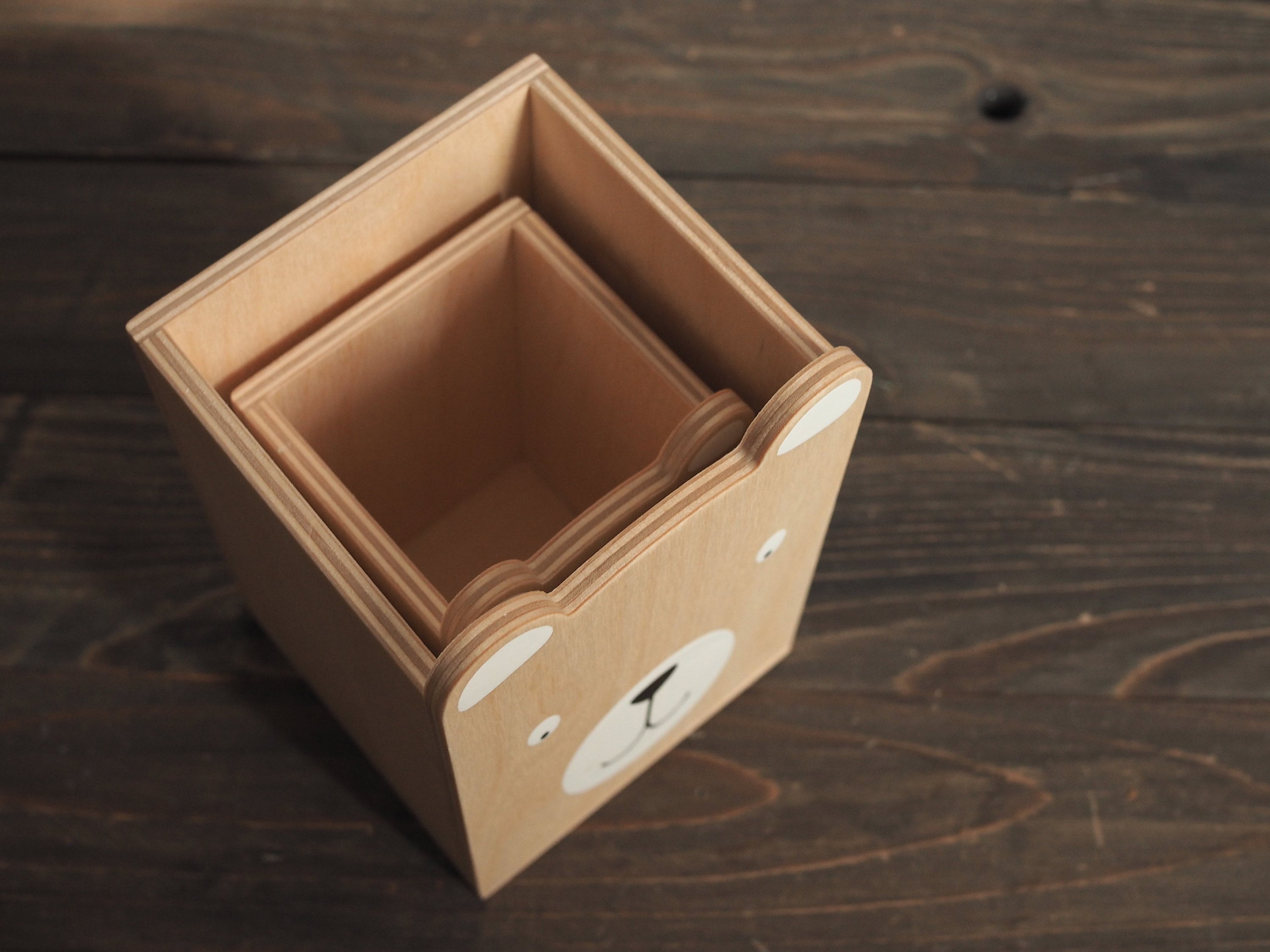 The box LARGE or SMALL natural wood bear pencil box | Etsy