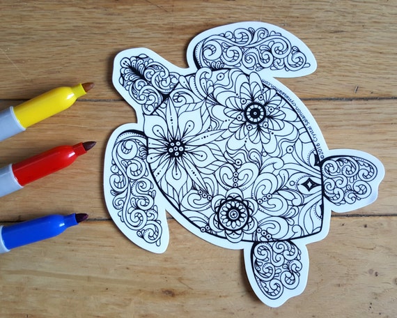 Water Bottle Sticker Waterproof Mandala Colouring Sticker Large Vinyl ...