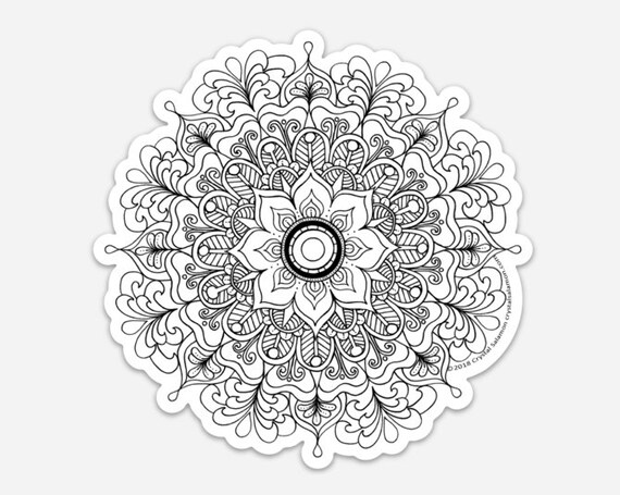 Water Bottle Sticker Waterproof Mandala Colouring Sticker Large Vinyl ...