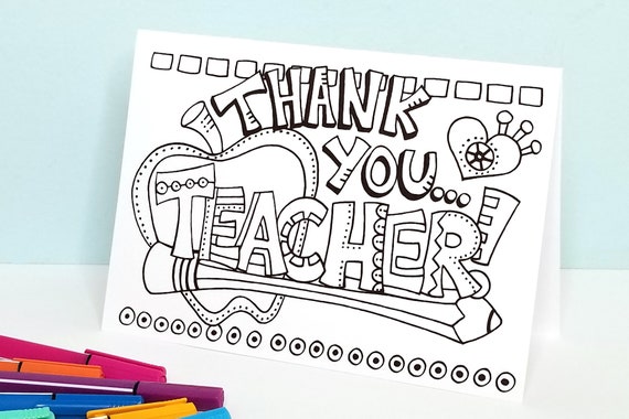 Colouring Thank You Cards For Teachers