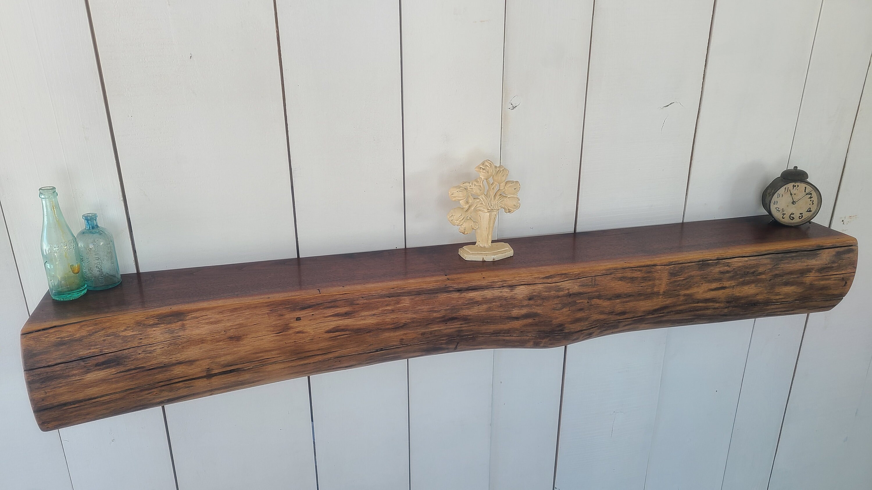 MASSIVE & Impressive Floating Solid Walnut Mantel Custom | Etsy