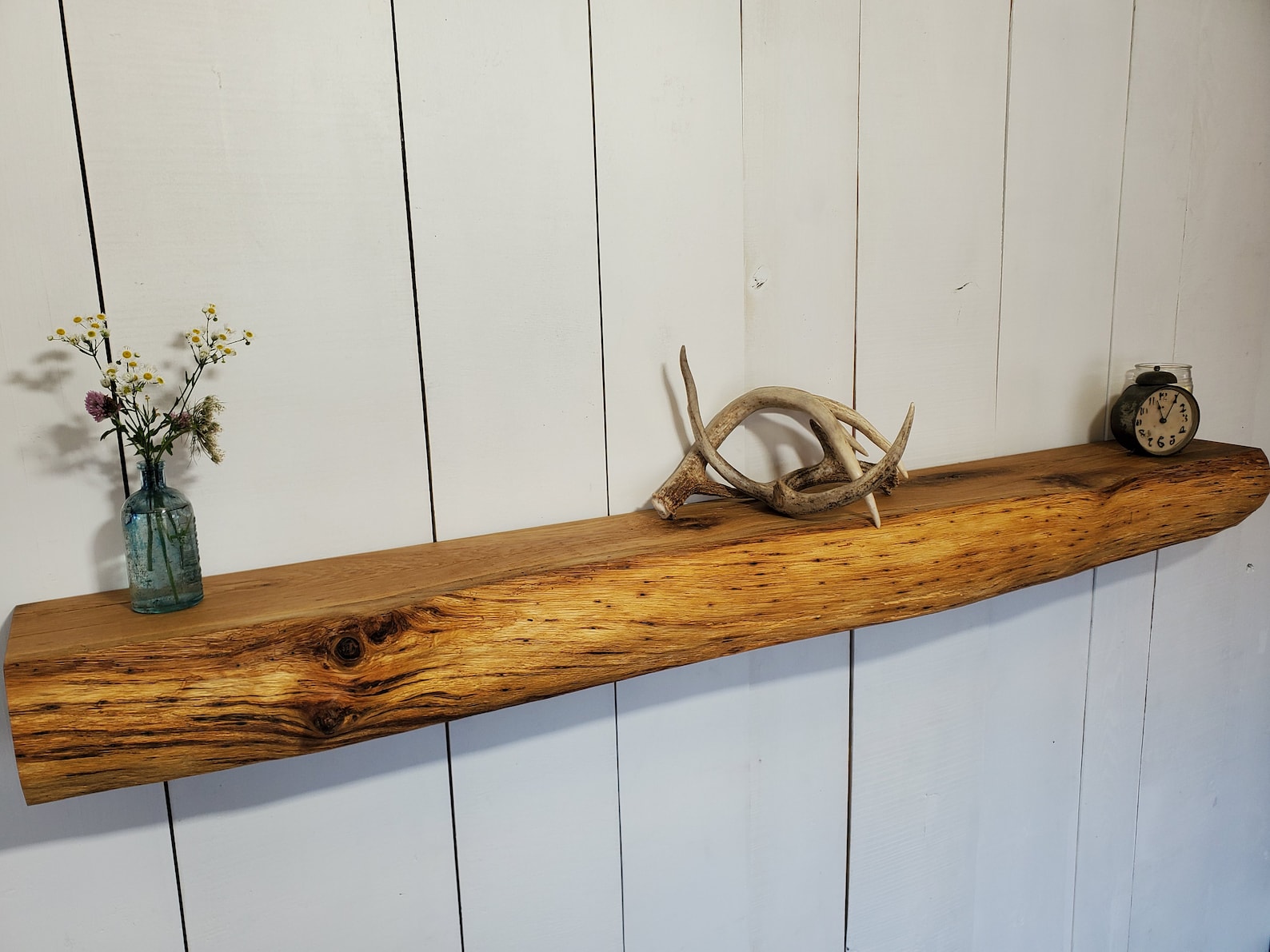 Custom Made Floating Live-edge Oak Fireplace Mantel | Etsy