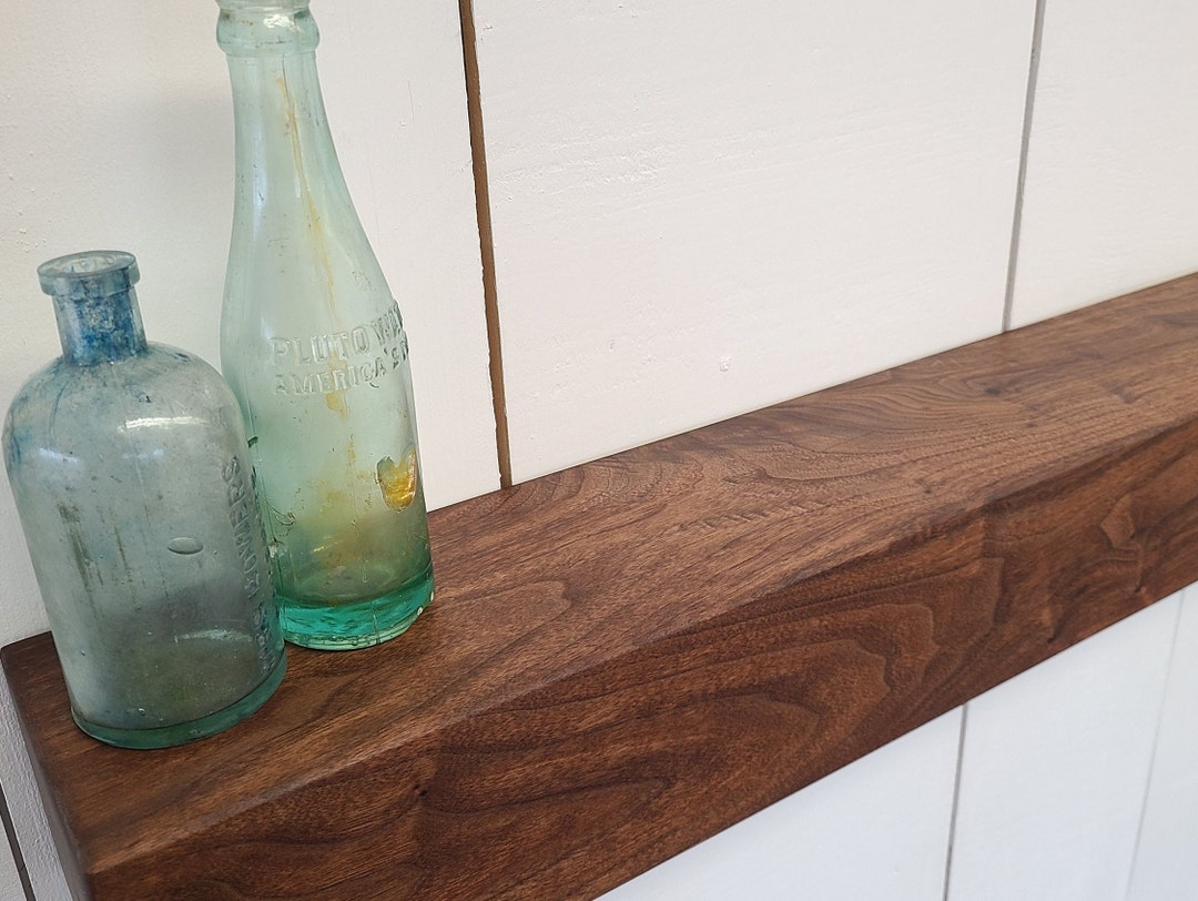 MODERN Straight Edge Solid Walnut Fireplace Mantel - Sycamore, Oak ...