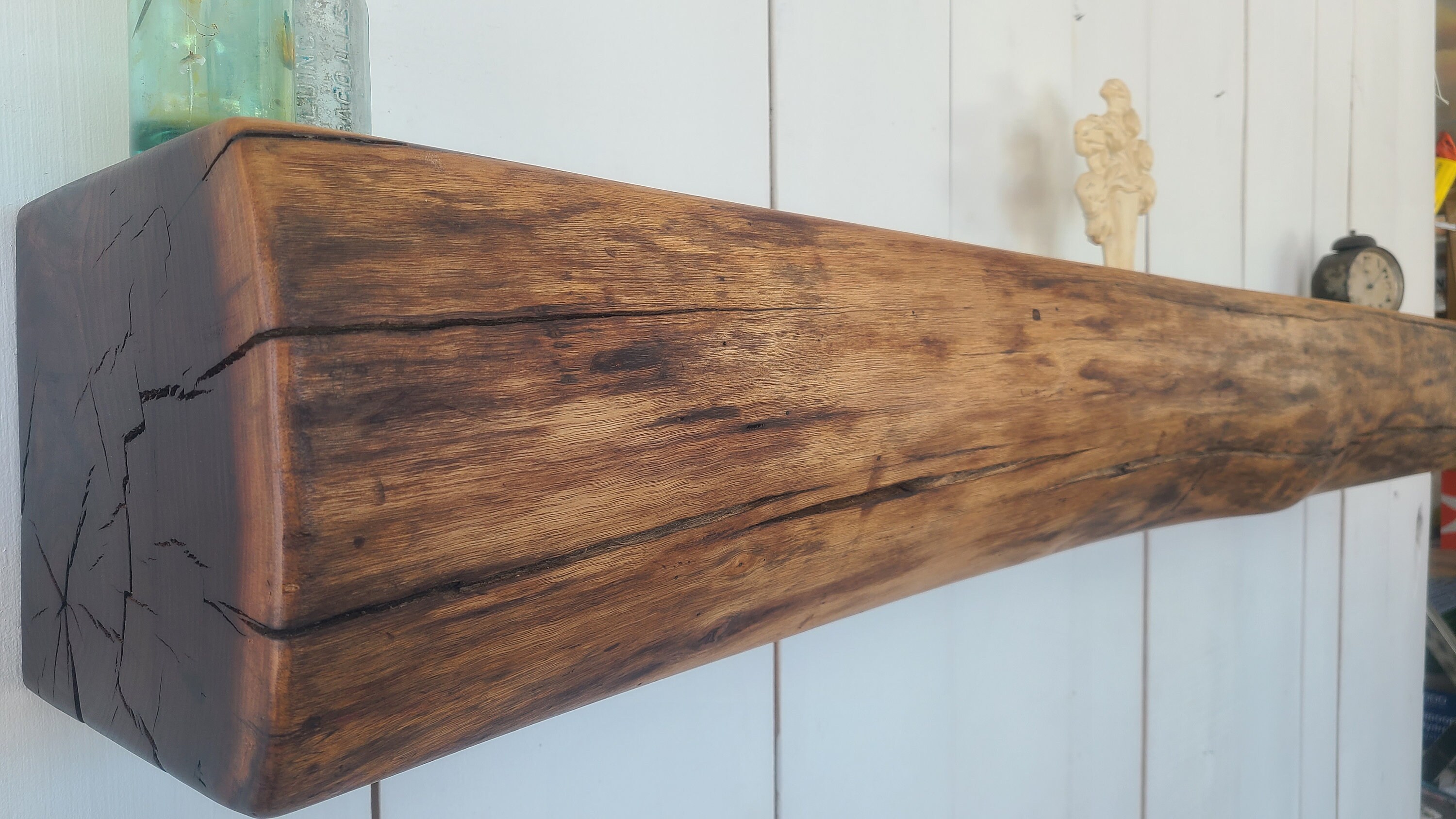 MASSIVE & Impressive Floating Solid Walnut Mantel Custom | Etsy