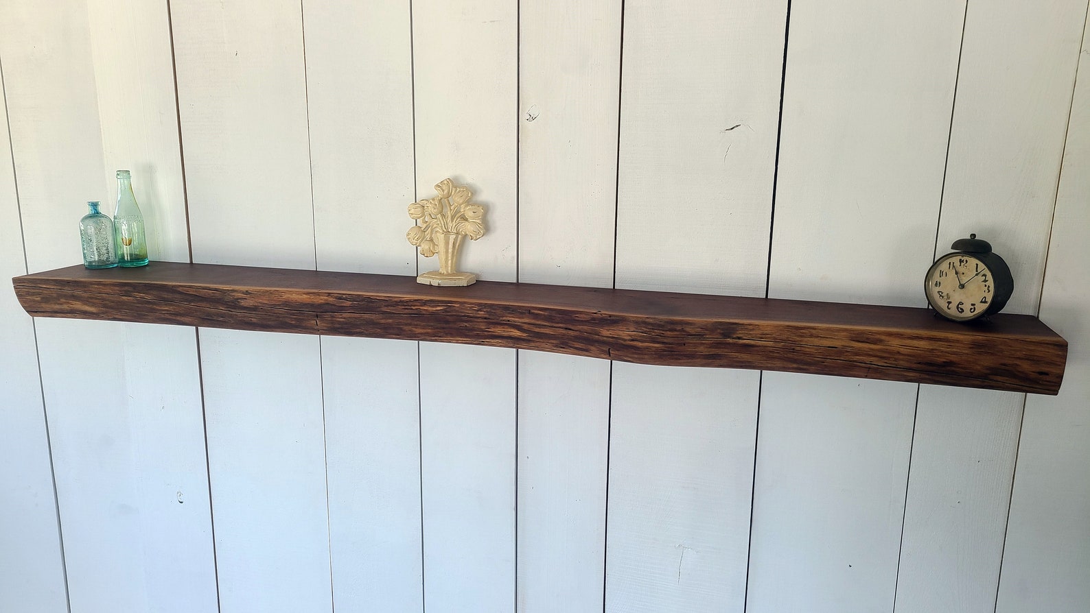 Custom Floating Solid Walnut Mantel - All Custom Made Floating Live ...