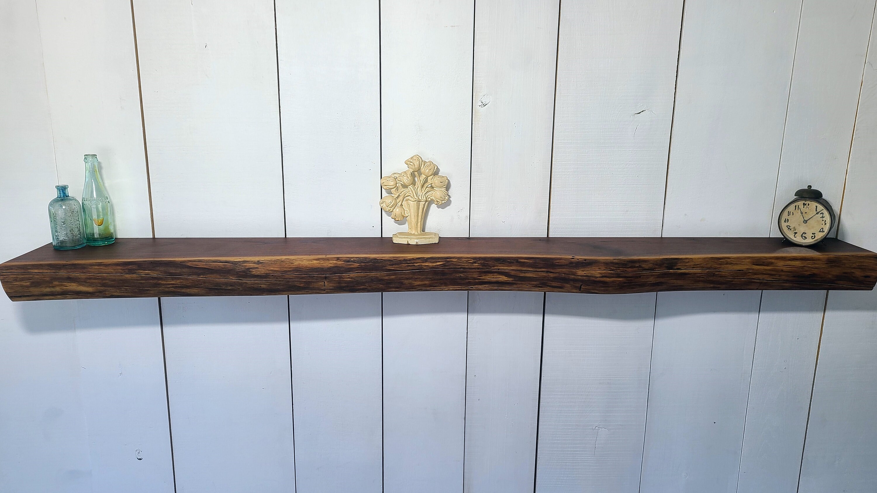 Custom Floating Solid Walnut Mantel - All Custom Made Floating Live ...