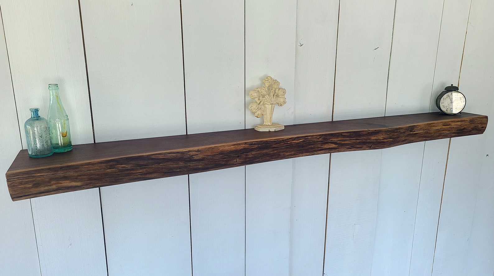 Custom Floating Solid Walnut Mantel - All Custom Made Floating Live ...