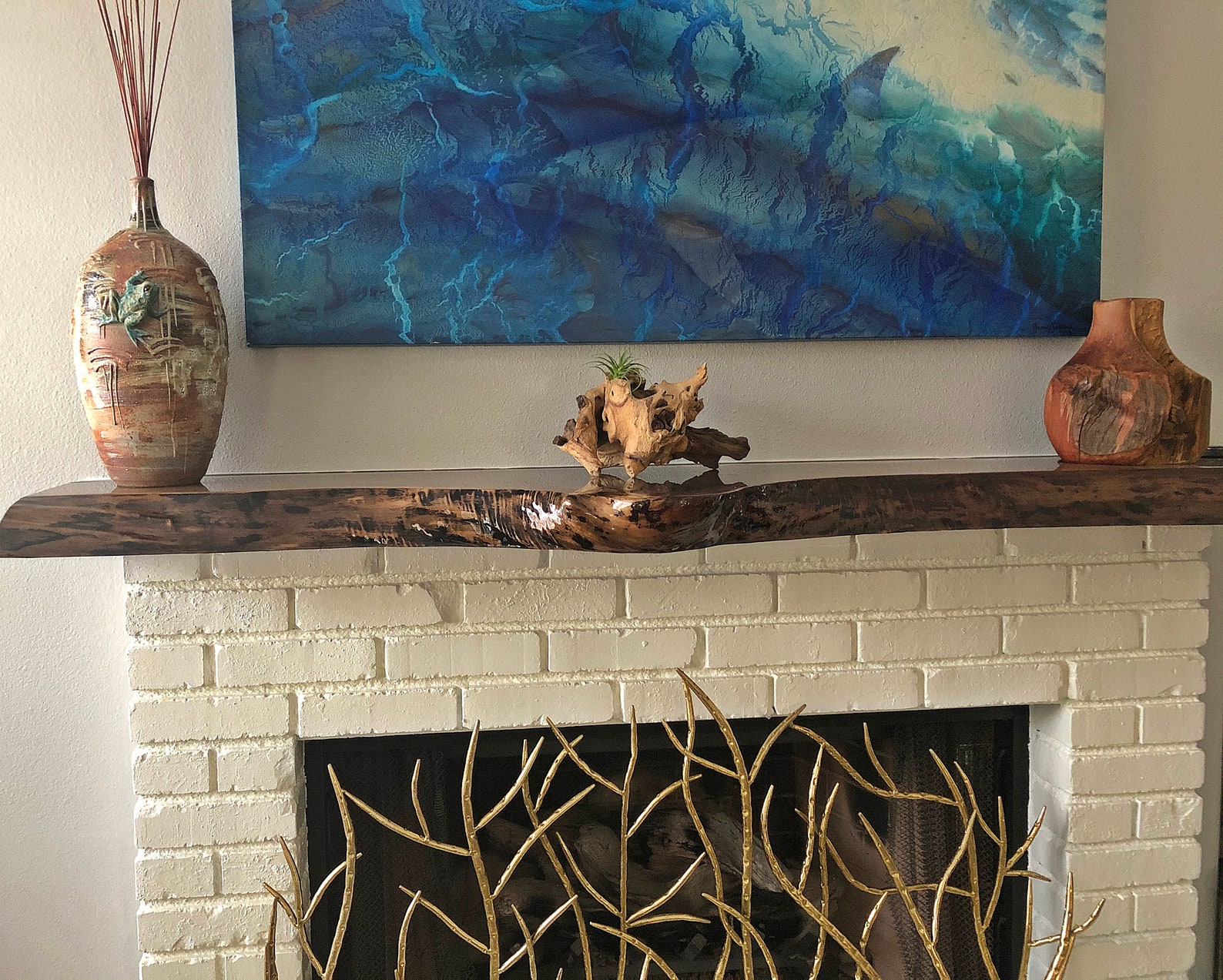 Custom Made Live-edge Walnut Mantel - Also in Sycamore, Oak, Cherry ...
