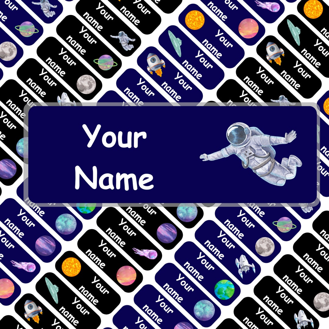 Stick on or Iron on Name Labels for School, Space, Galaxy - Etsy