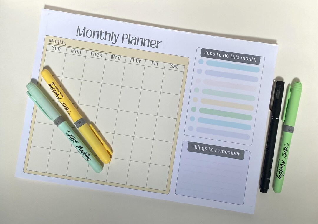 Cute Pastel Teacher Monthly Planner Notepad A4 Undated Classroom ...