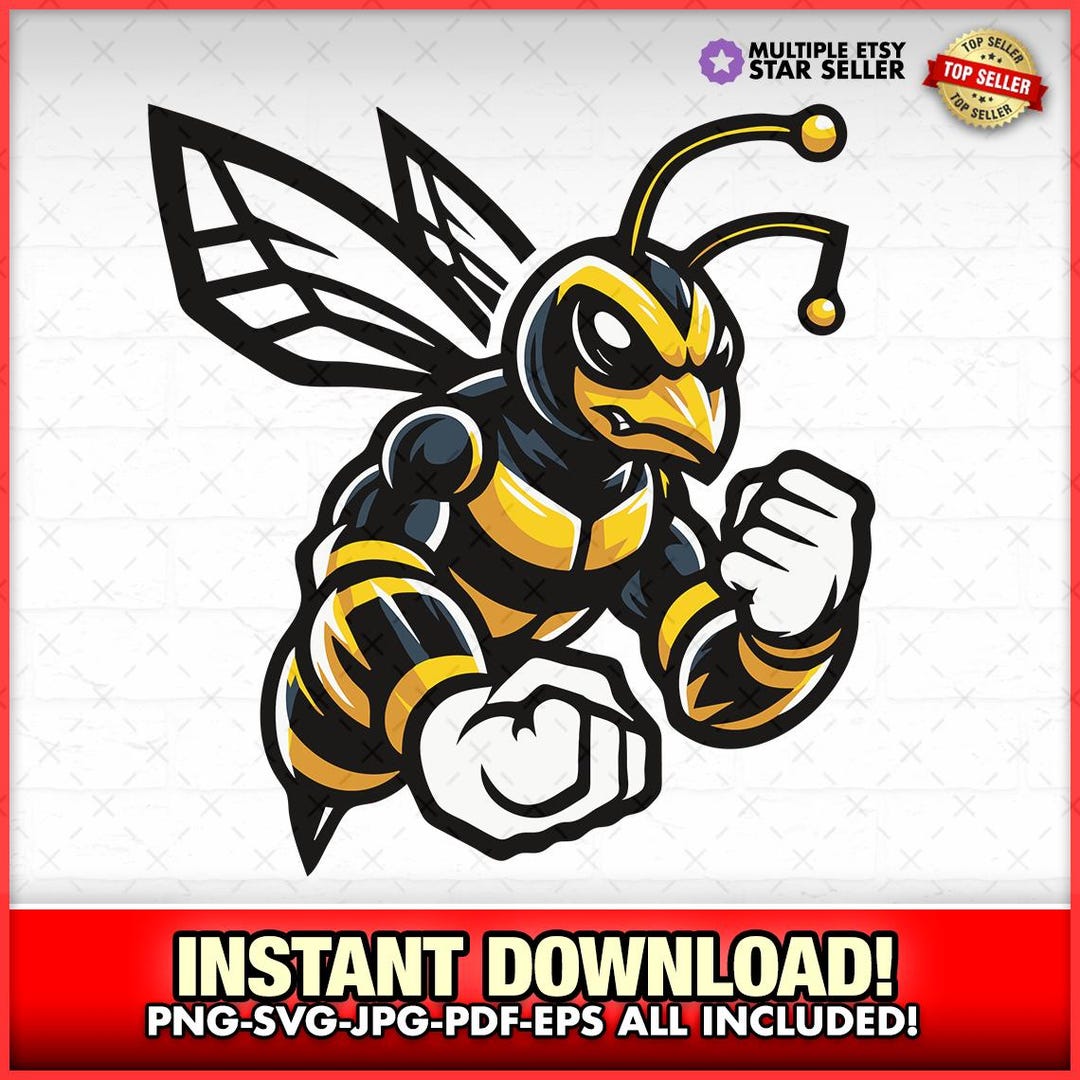 Hornet Mascot SVG-JPG-PNG Instant Download Digital File, Cut File ...
