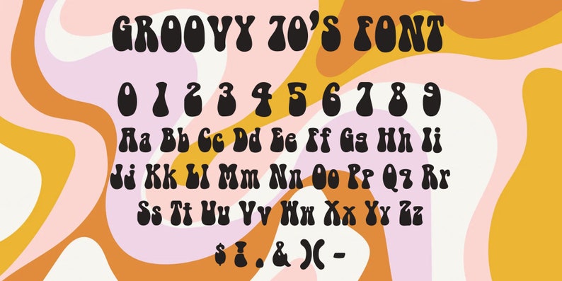Groovy 70's Disco Font, Retro Font, Cricut Font, 1970s Font, Boho Fonts ...