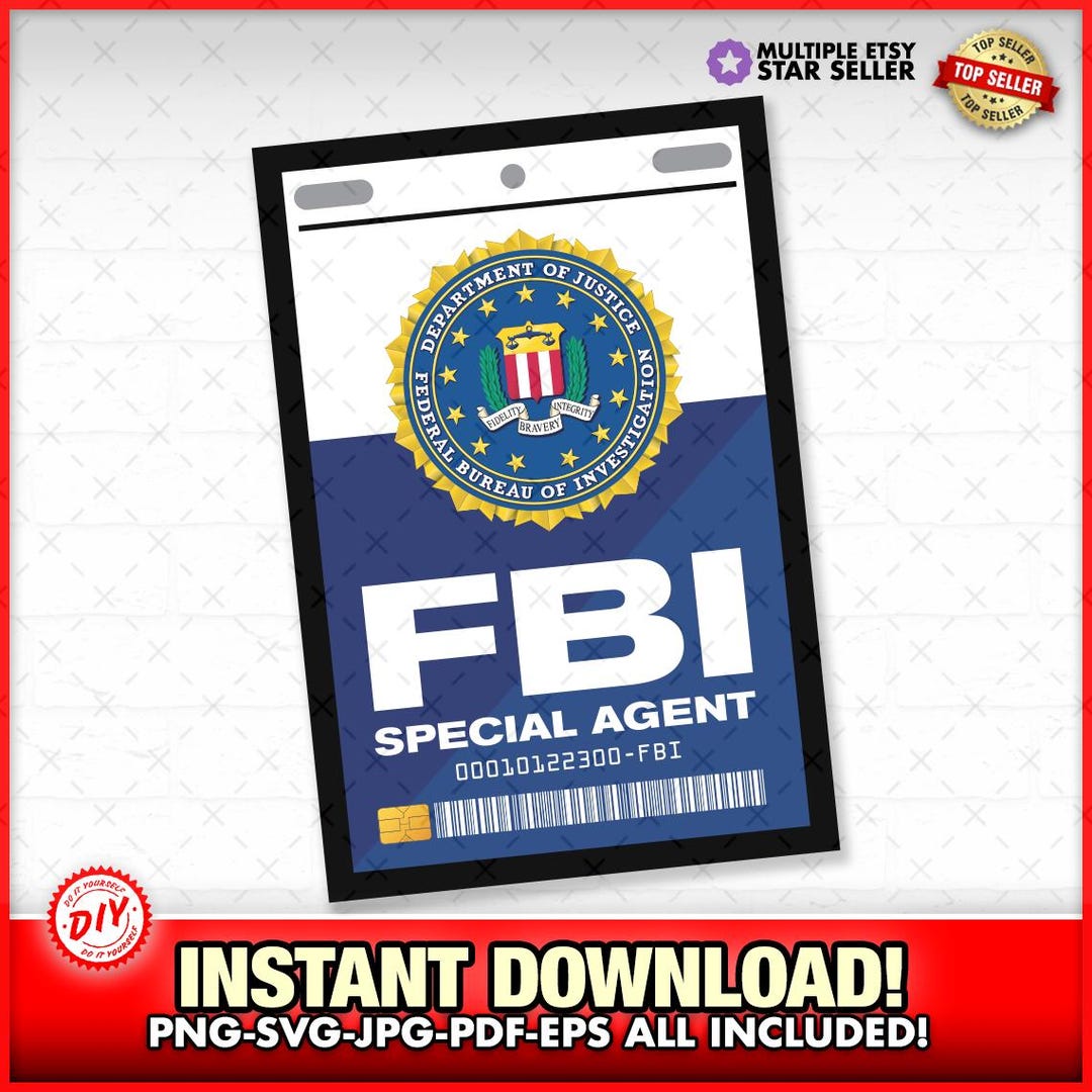 FBI Special Agent ID Badge Eps-pdf-svg, Instant Download, Cosplay ...