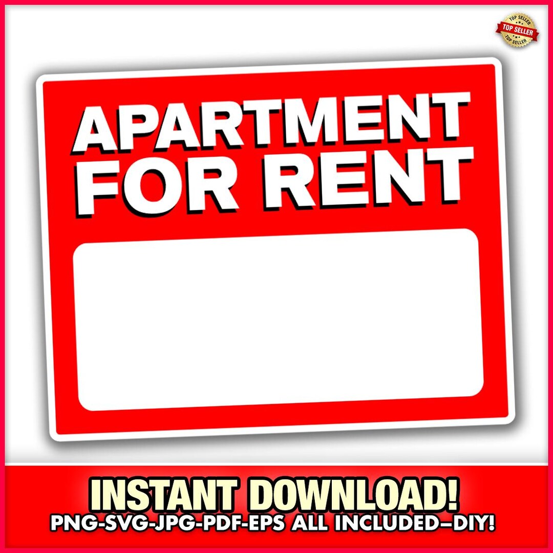 Apartment for Rent Sign Downloadable SVG-EPS-PNG Print at Home, Window ...