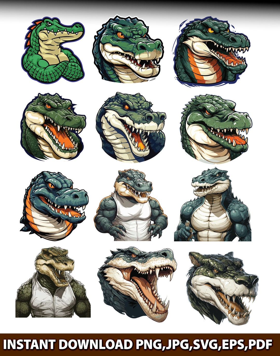 Alligator Svg, Gator Head Clipart, Alligator Face, Alligator Cut Files ...