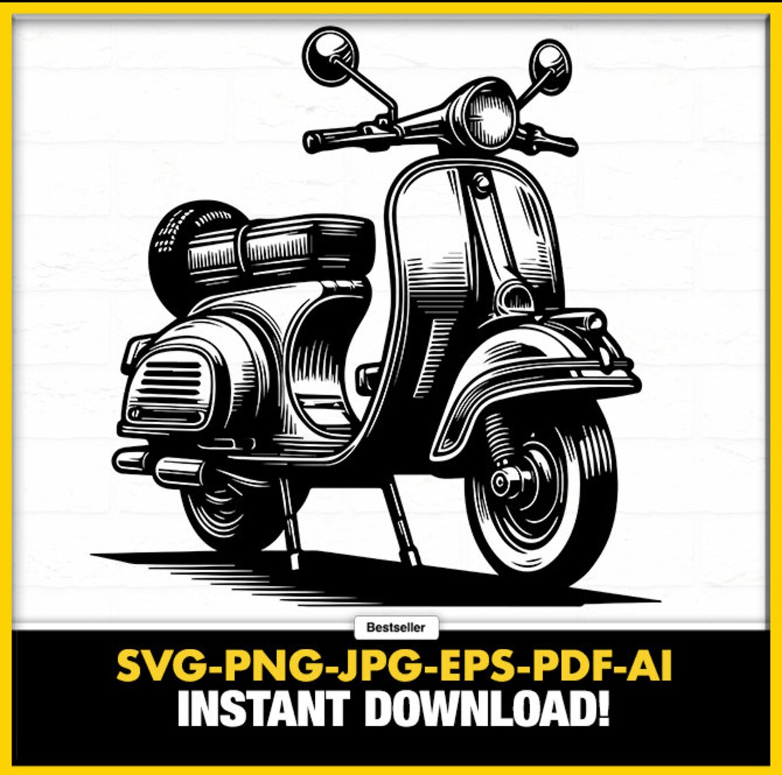 Motor Scooter SVG-PNG-EPS Instant Download, Printable, Vector, Laser ...