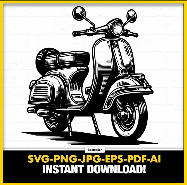 Motor Scooter SVG-PNG-EPS Instant Download, Printable, Vector, Laser ...