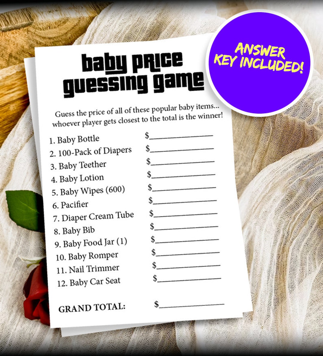 Price is Right Baby Shower Game Baby Shower Game Guess the Price ...