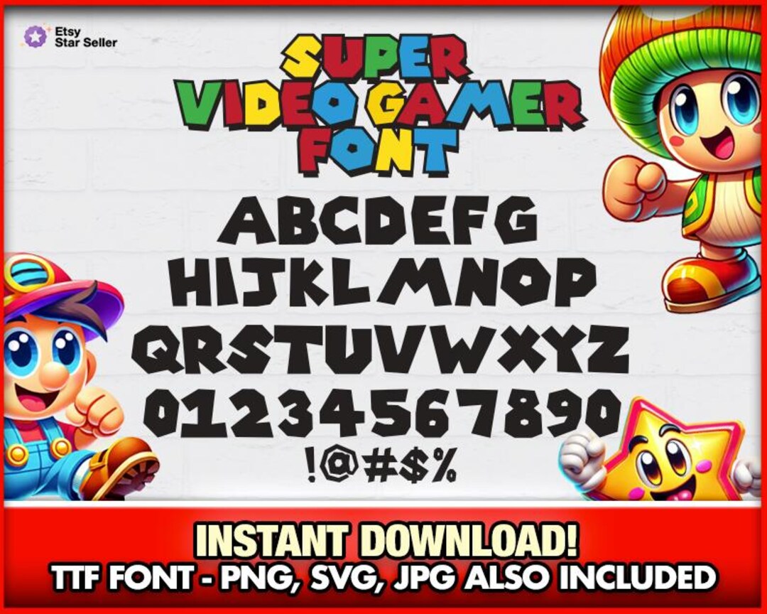 Super Video Gamer TTF Font, Cricut, Instant Download, Font Files, Mac ...