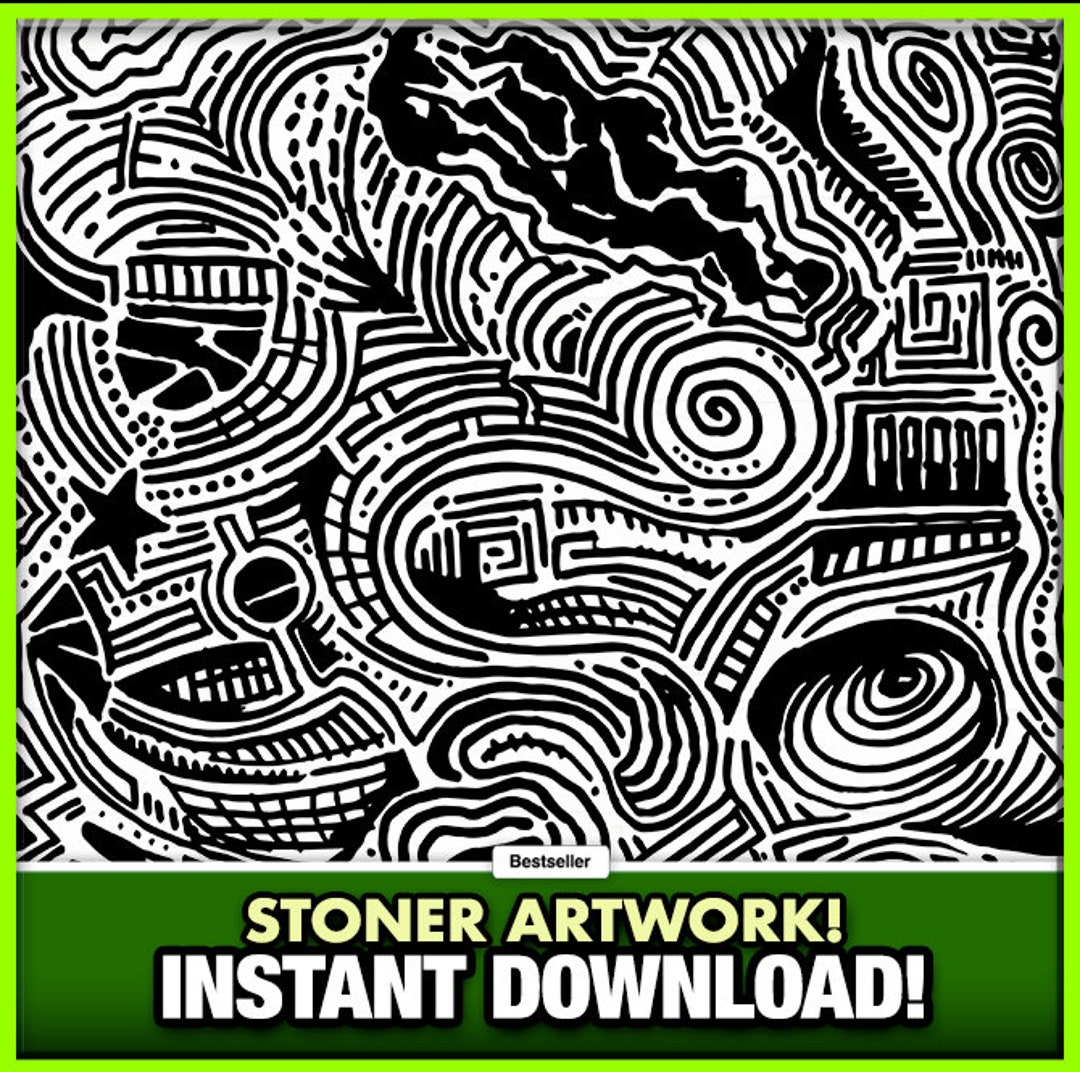 Stoner Drawing Hand Drawn Poster Art PNG-JPG-SVG Canabis Pot Stonercore ...