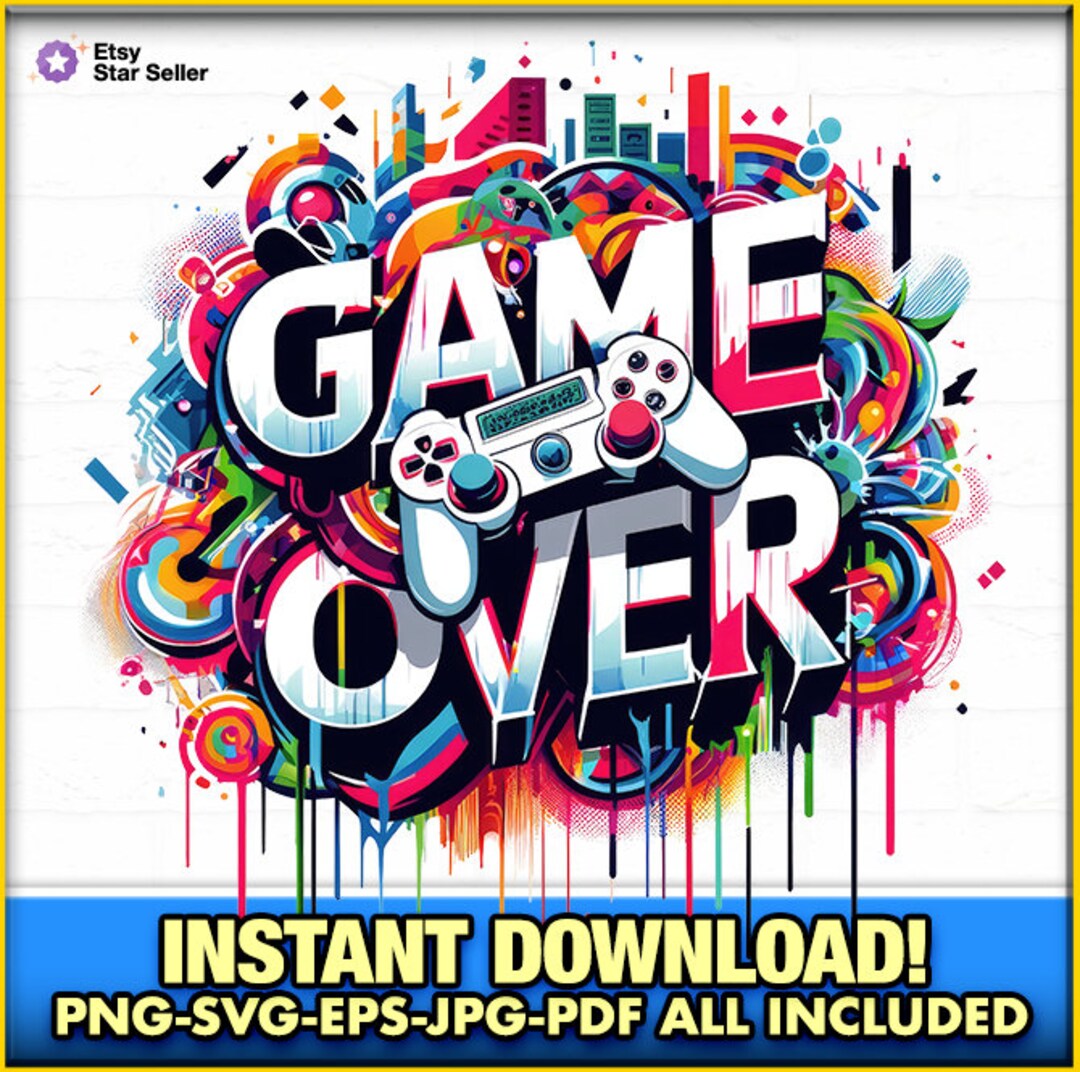 Game Over Instant Download PNG, Urban Graphics, Graffiti Gaming ...