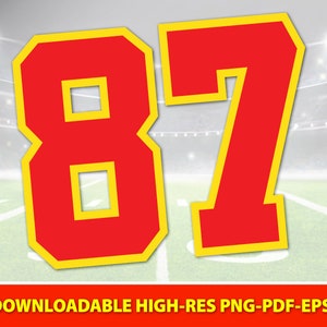 American Football Number 87, Red, Yellow SVG-PNG-EPS, Instant Download ...