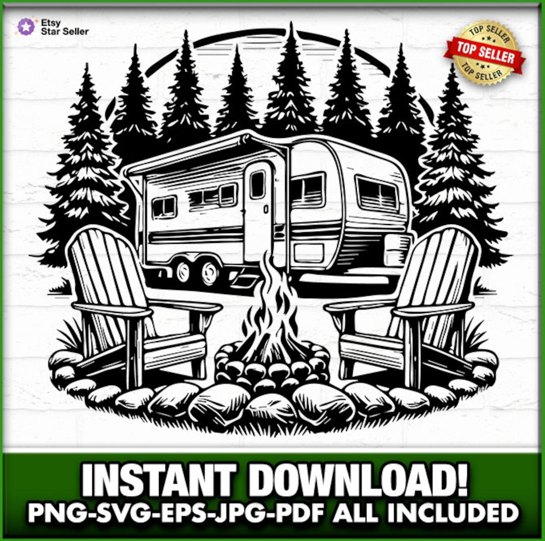 Rv Camp Ground, Camper SVG-PNG-PNG, Vector Graphic, Laser Engraver, Cnc ...