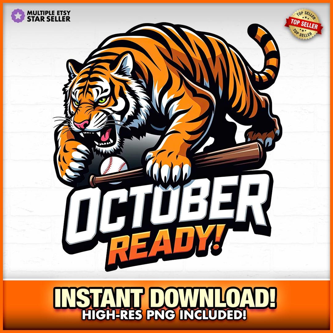 October Ready Tiger Baseball High-res PNG, Tiger Clipart, Tiger Face ...