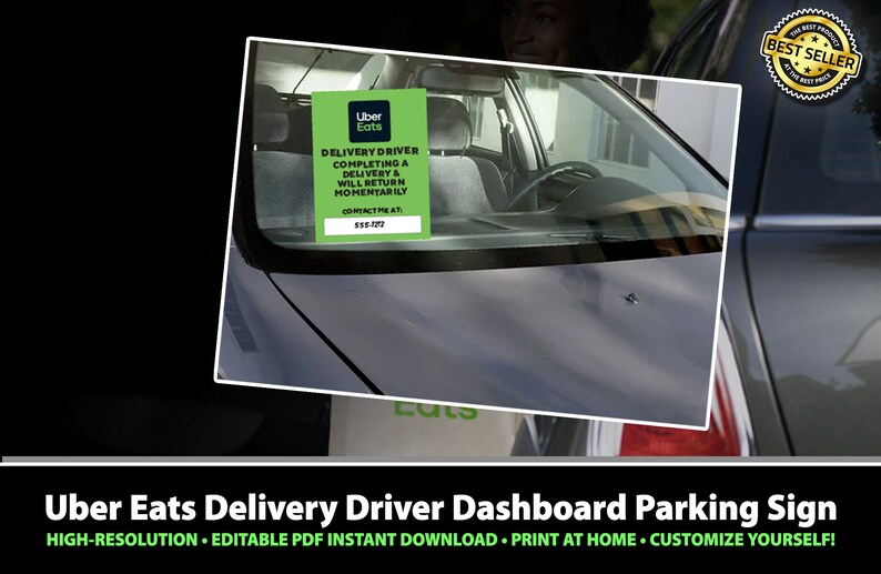 Uber Eats Delivery Driver Parking Sign PDF, Instant Download, Laminated ...