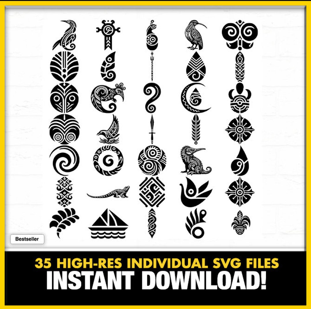 Māori 35-pack SVG Bundle, Pounamu Designs, Koru, Māori Art, Download ...