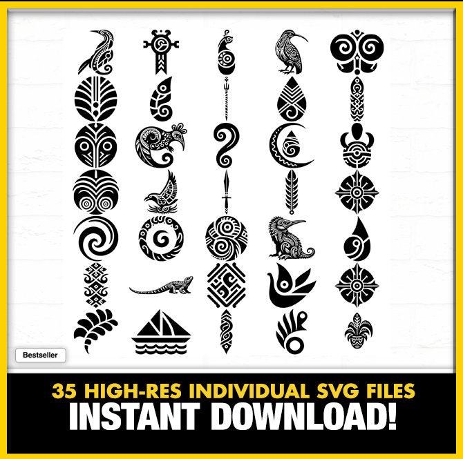 Māori 35-pack SVG Bundle, Pounamu Designs, Koru, Māori Art, Download ...