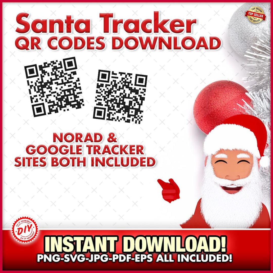 Santa Claus Tracker QR Code SVG-PNG, Tracking, Google Santa Tracker, Norad Santa Tracking, Xmas ...