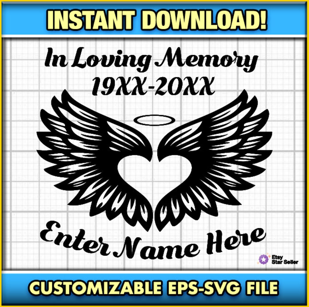 In Loving Memory Angel Wings SVG-EPS, Memory Day, Cut File, Cricut ...