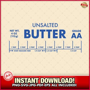 Unsalted Butter SVG-PNG-EPS, Salted Butter Life, Butter Stick, Baker ...