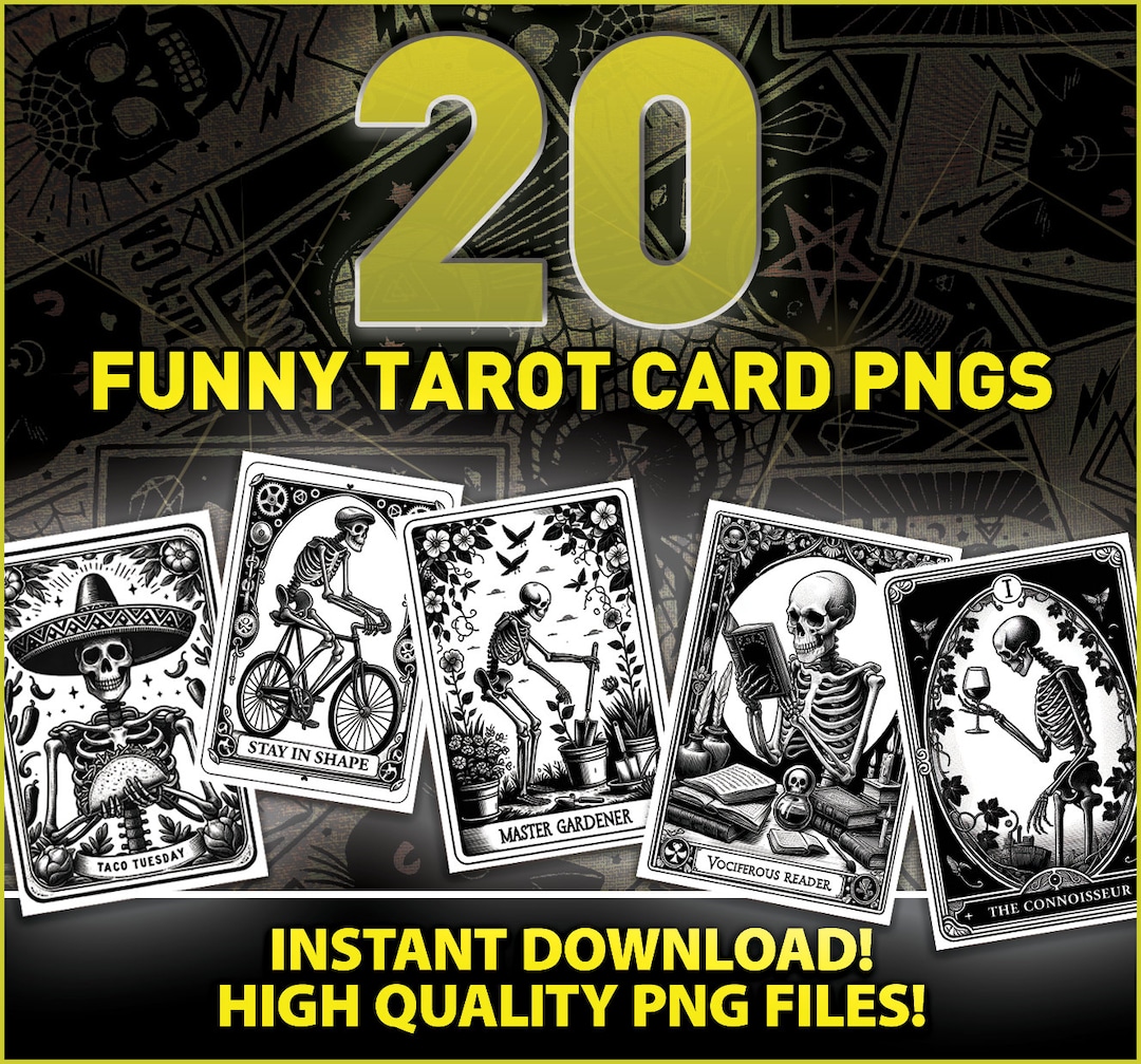 20 Funny Tarot Card PNG Bundle, Tarot Card Humor, Tarot, Cute Tarot ...
