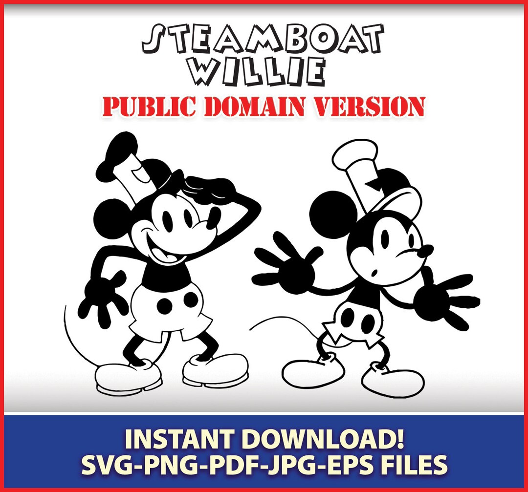 Steamboat Willie SVG-PNG-EPS, Instant Digital Download, Cut File, Cricut, Silhouette, Glowforge ...