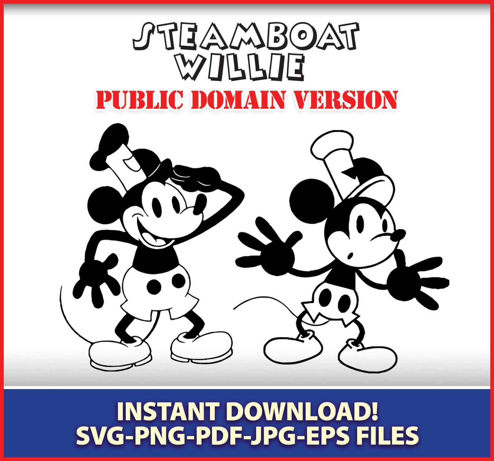 Steamboat Willie SVG-PNG-EPS, Instant Digital Download, Cut File ...