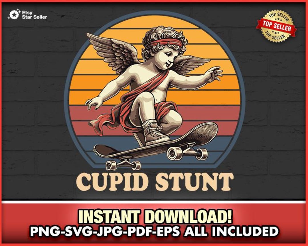 Retro 1970's Cupid Stunt SVG-EPS-PNG, T-shirt Design, Unhinged, Cringe ...