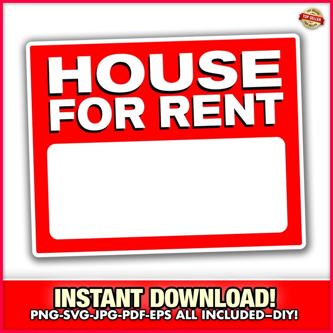 House for Rent Sign Downloadable SVG-EPS-PNG Print at Home, Window Sign ...